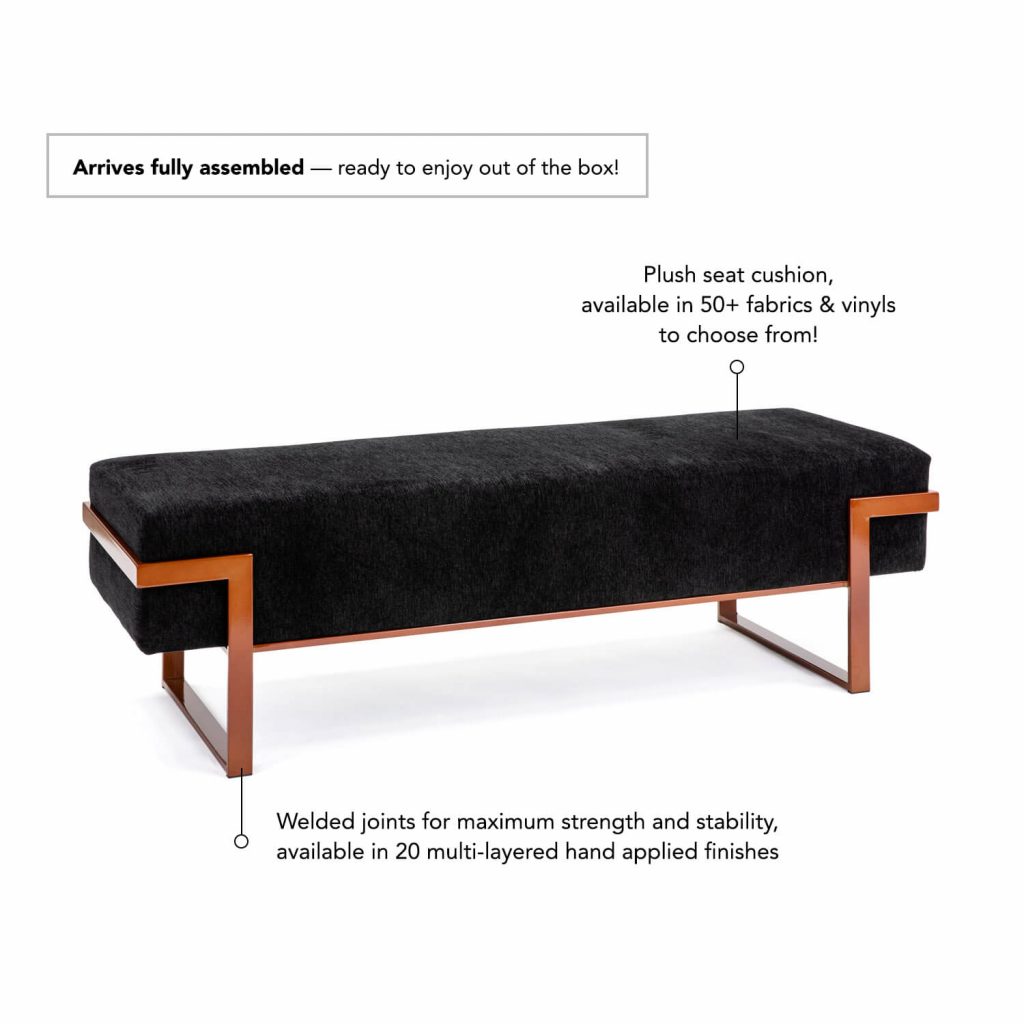 Buy Wesley Allen's Athena 55.5" Modern Padded Bench – Ships Free