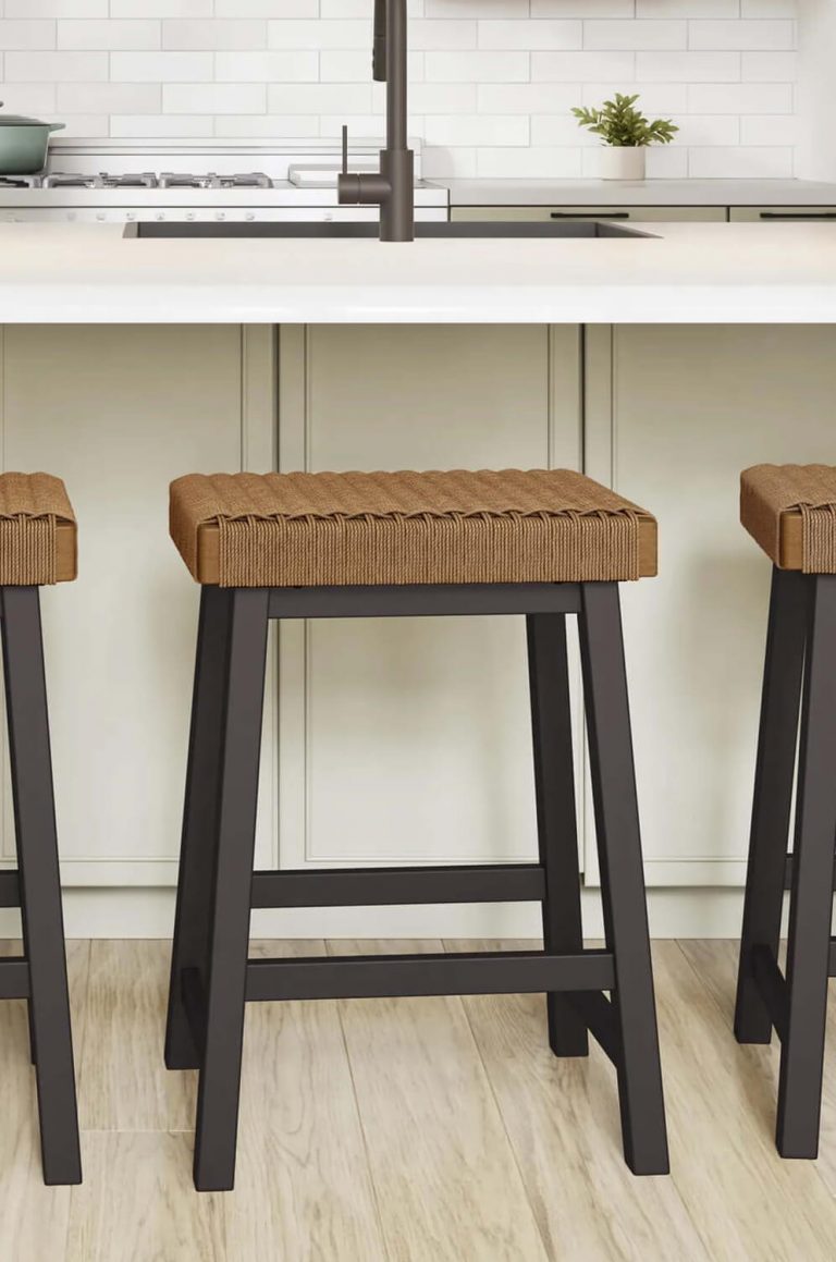 Buy Amisco's Bryan Metal Danish Cord Backless Sled Bar Stool