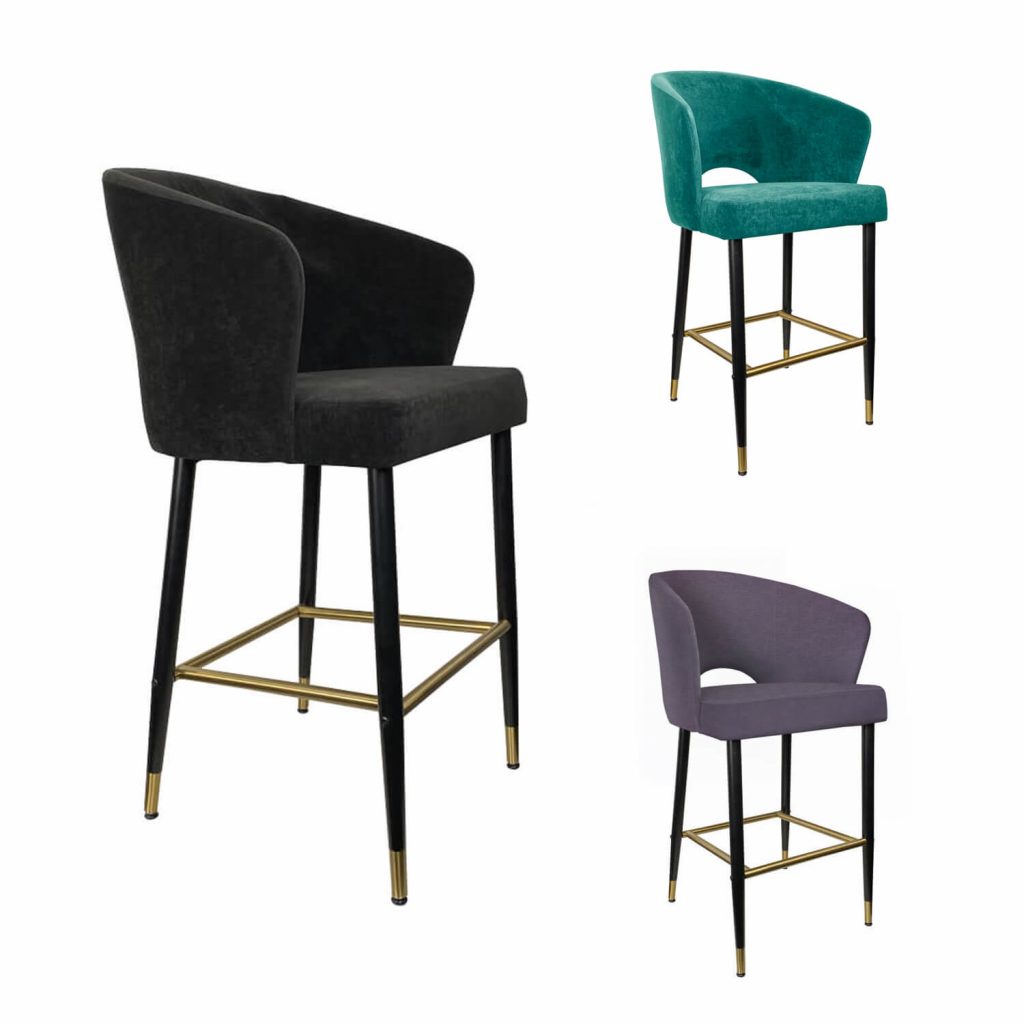 Skyler Art Deco Commercial Bar Stool – Curved Back – Contract Grade