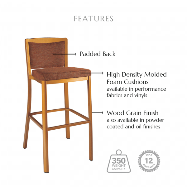 Buy Jared Contract Grade Bar Stool with Back • Free Shipping
