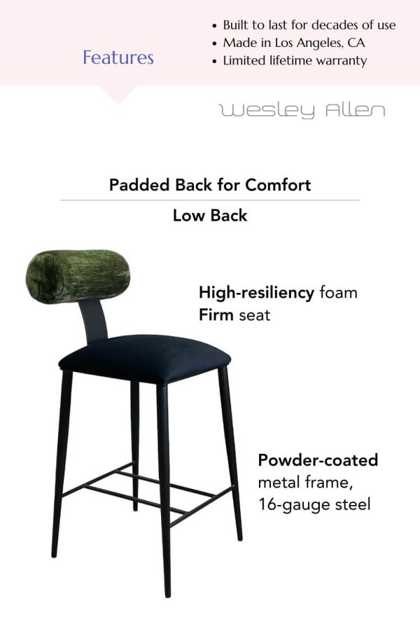Buy Wesley Allen's Luca Modern Rolled Back Bar Stool - Free Shipping!