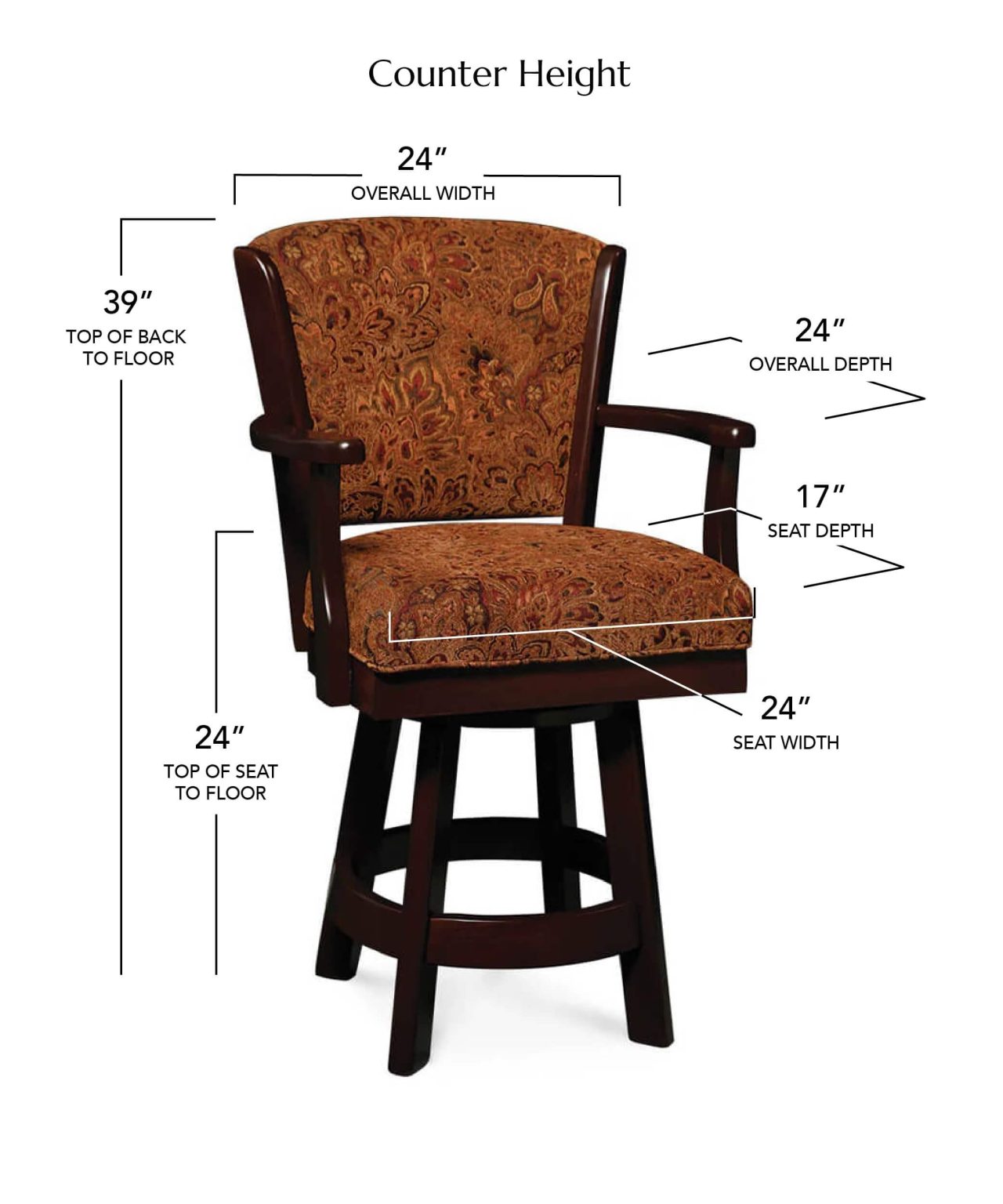 Buy Simply Amish Venture Swivel Stool with Arms – Free Shipping