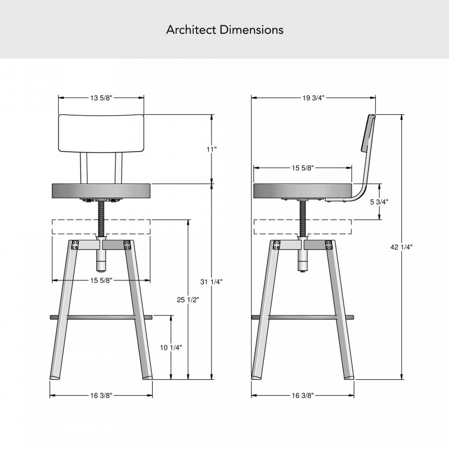 Buy Amisco’s Wood & Metal Architect Adjustable Stool • Barstool Comforts