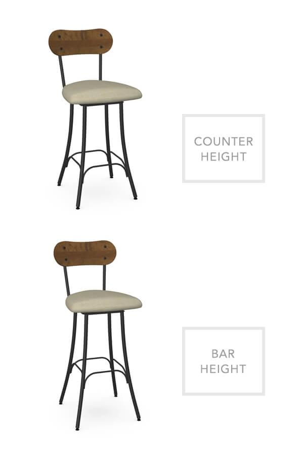 Buy Amisco's Bean Rustic Swivel Bar Stool w/ Wood Back - Free shipping!