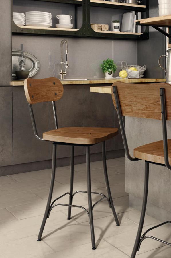 Buy Amisco's Bean Swivel Bar Stool - Wood Back & Seat - Free shipping!