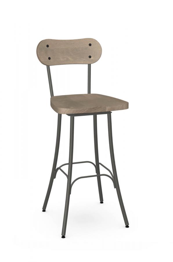 Buy Amisco's Bean Swivel Bar Stool - Wood Back & Seat - Free shipping!
