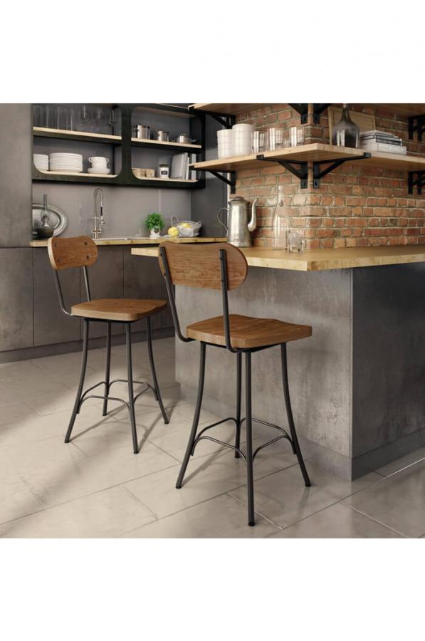 Buy Amisco's Bean Swivel Bar Stool - Wood Back & Seat - Free shipping!