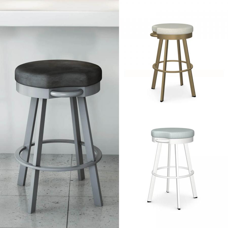 Buy Amisco's Bryce Backless Swivel Bar Stool with Handle Pull