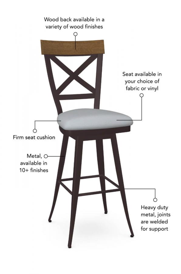 Buy Amisco's Kyle Stadium Height Swivel Bar Stool w/ Back - Ships Free!