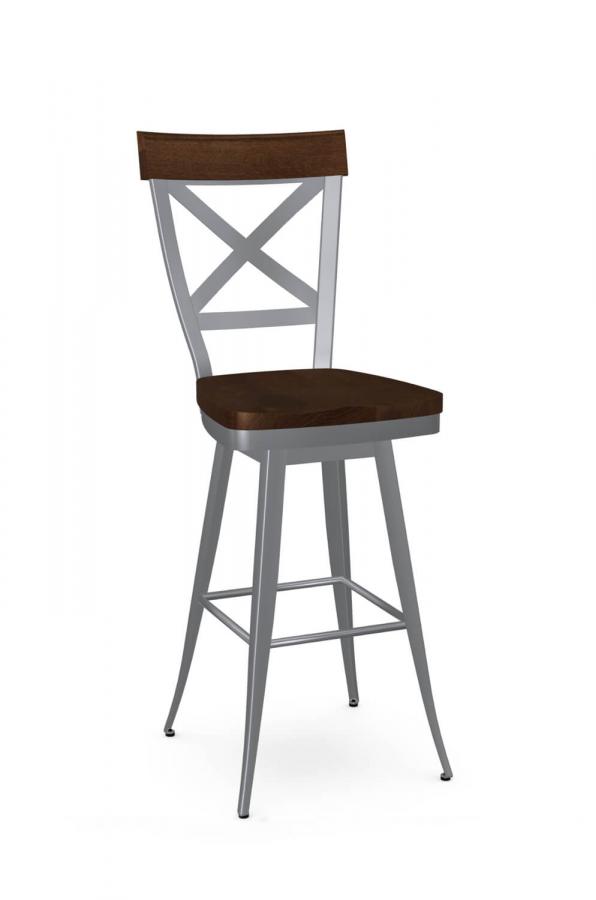 Buy Amisco's Kyle Swivel Counter Bar Stool with Wood Seat & Back