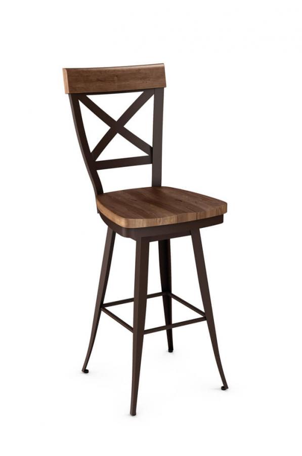 Buy Amisco's Kyle Swivel Counter Bar Stool with Wood Seat & Back
