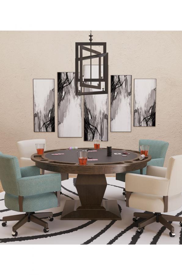 Euclid 5-Piece Wood Convertible Game & Dining Table Set • Barstool Comforts