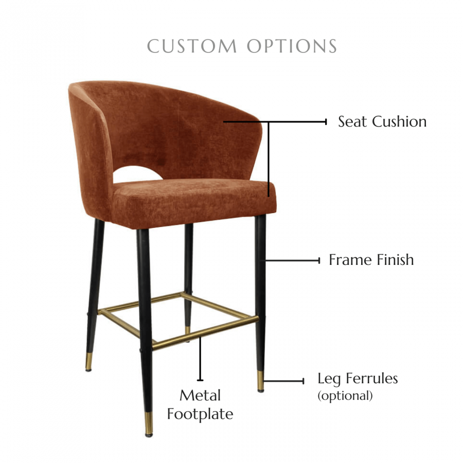 Buy Skyler Art Deco Bar Stool with Curved Back • Commercial Grade