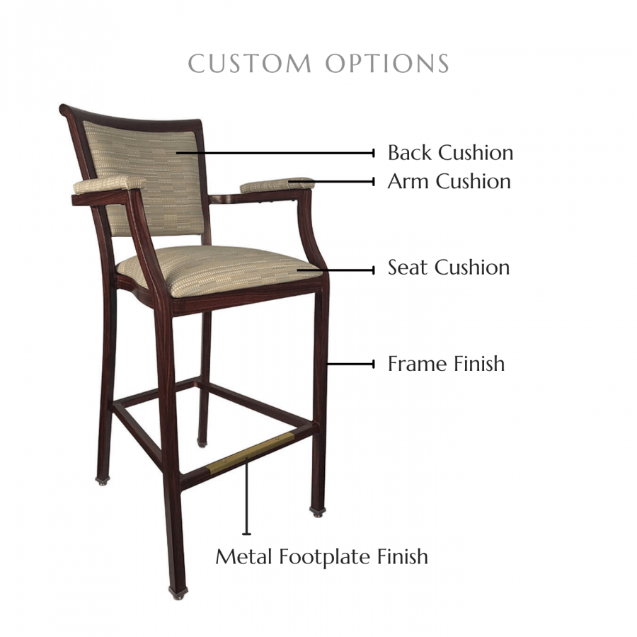 Buy Vincent Contract Grade Bar Stool with Back - With or Without Arms