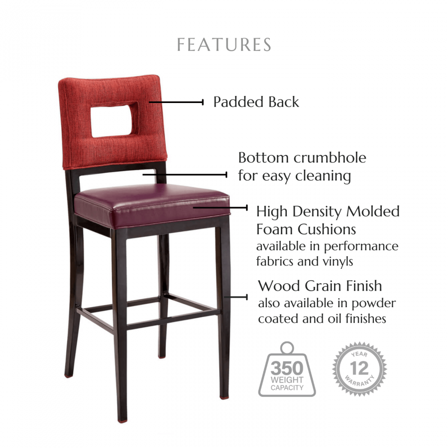 Buy Nova Commercial-Grade Bar Stool with Back – Free Shipping