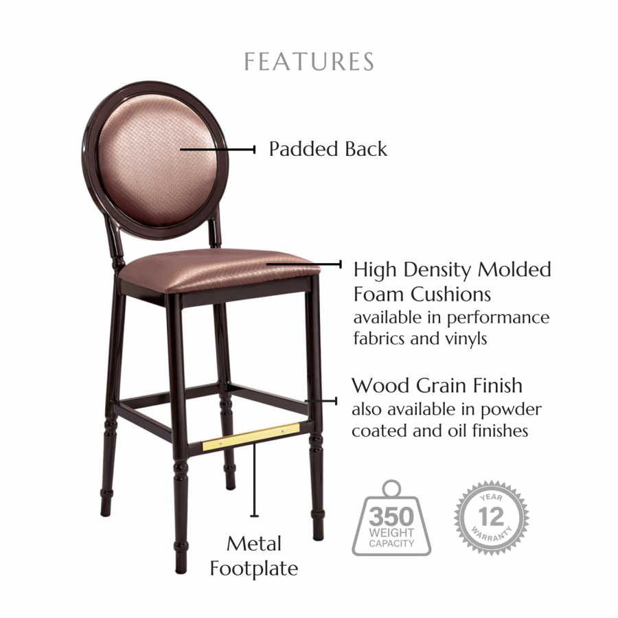 Buy Felicity Elegant Contract Grade Bar Stool with Round Back