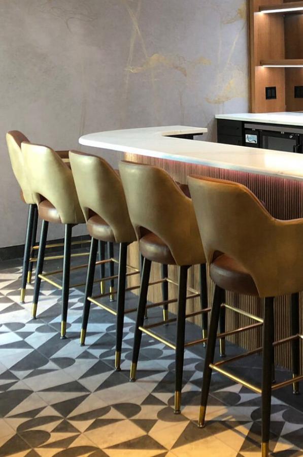 Buy Alaric Contract Grade Mid-Century Modern Bar Stool with Arms