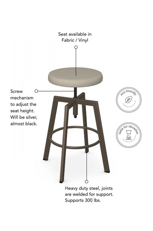 Buy Amisco's Architect Backless Adjustable Bar Stool - Free shipping!